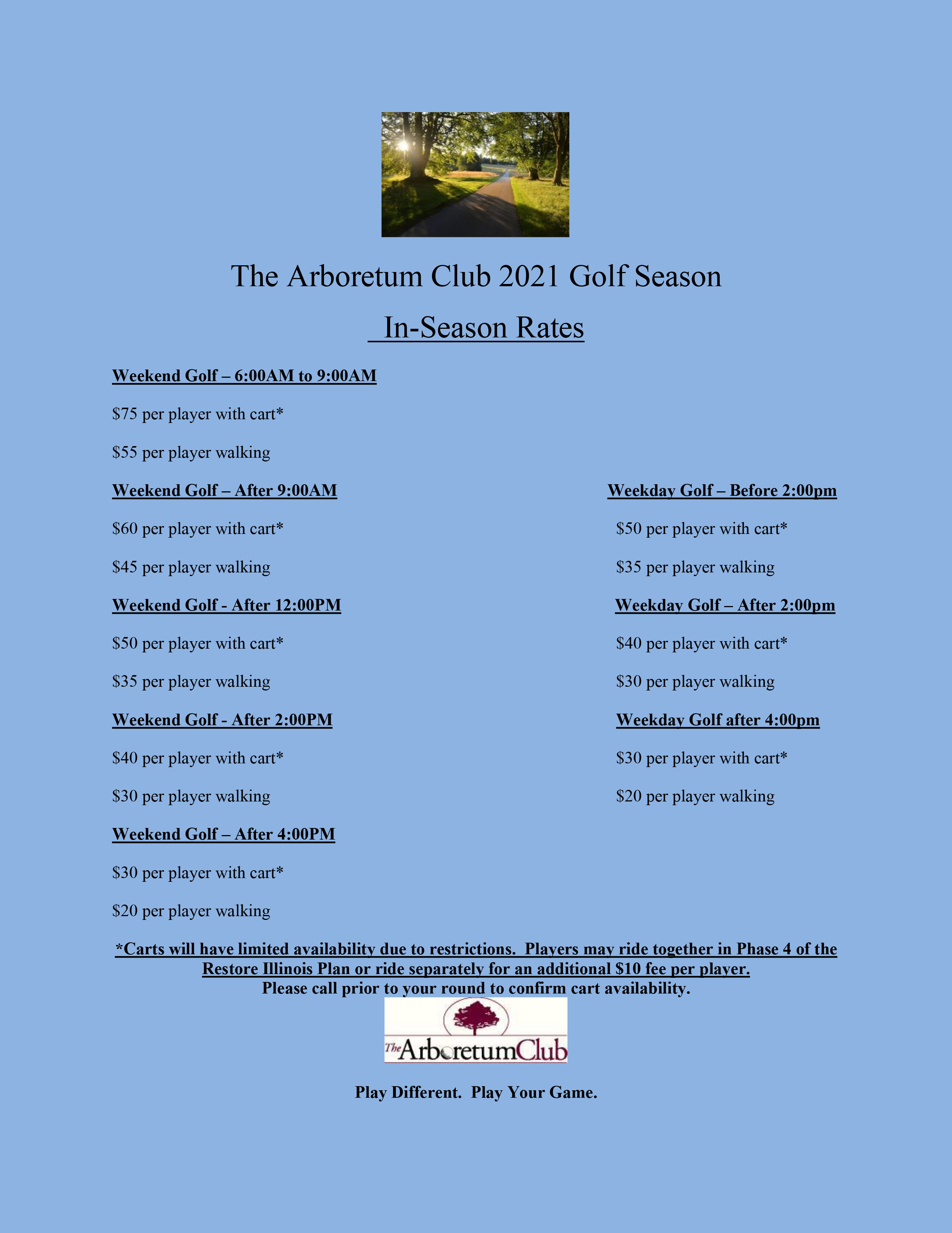 Rates - The Arboretum Club